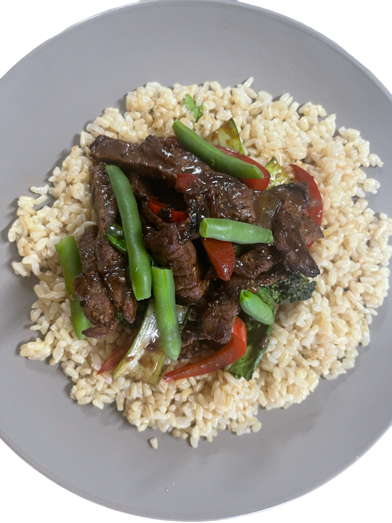 Mongolian Beef with Brown rice and Mixed veg - Muscle Chow